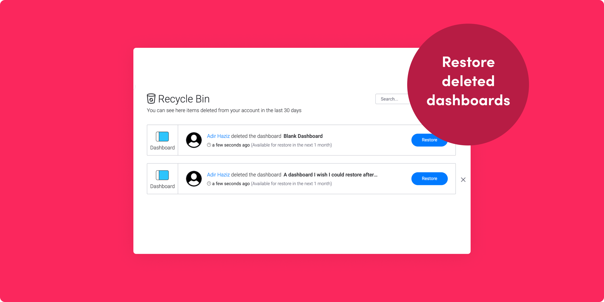 Restore previous dashboards, enhanced dependency columns, and more ...